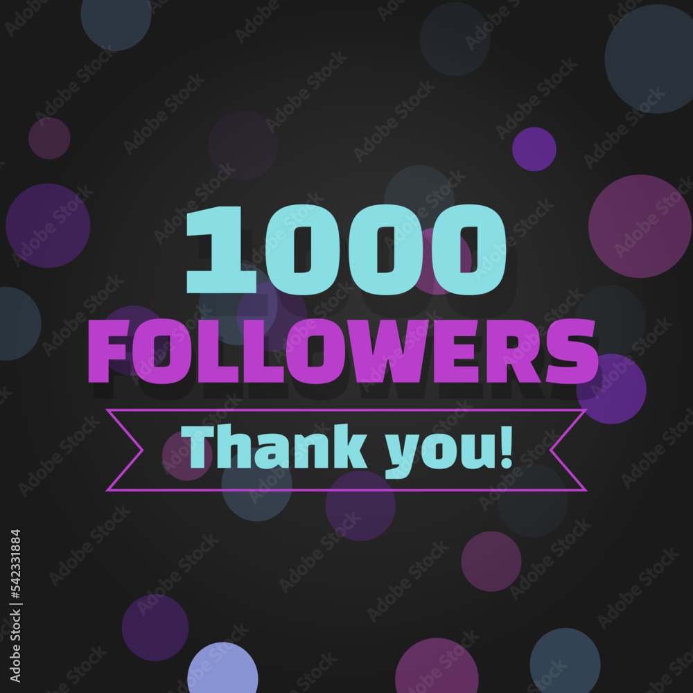 Vector 1000 or 1K followers celebration banner for social media ...
