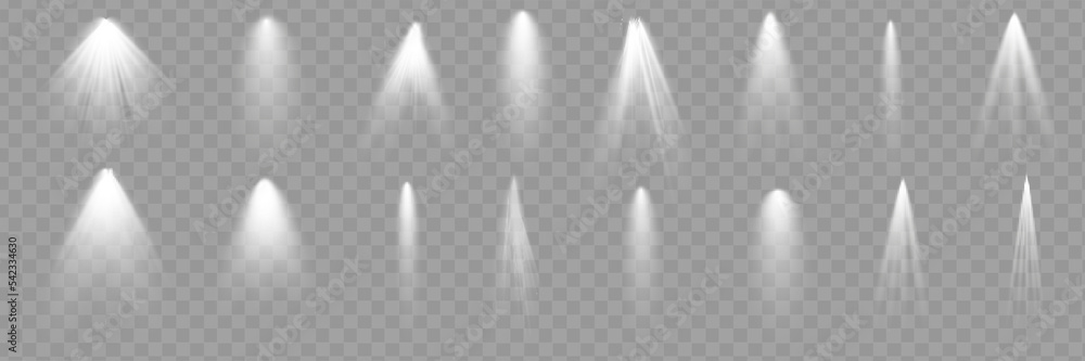 Light effect set. Glow isolated white transparent light effect set ...