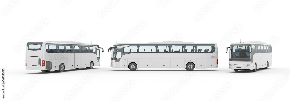 3D rendering bus set with blank surface for mockup branding, Coach Bus ...