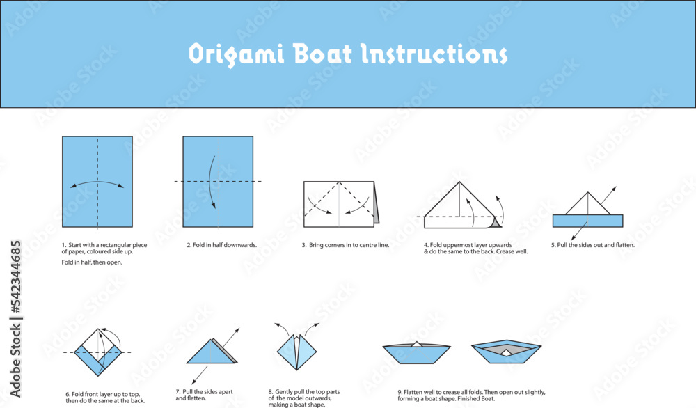 Step by step instructions how to make origami Stock Vector | Adobe Stock