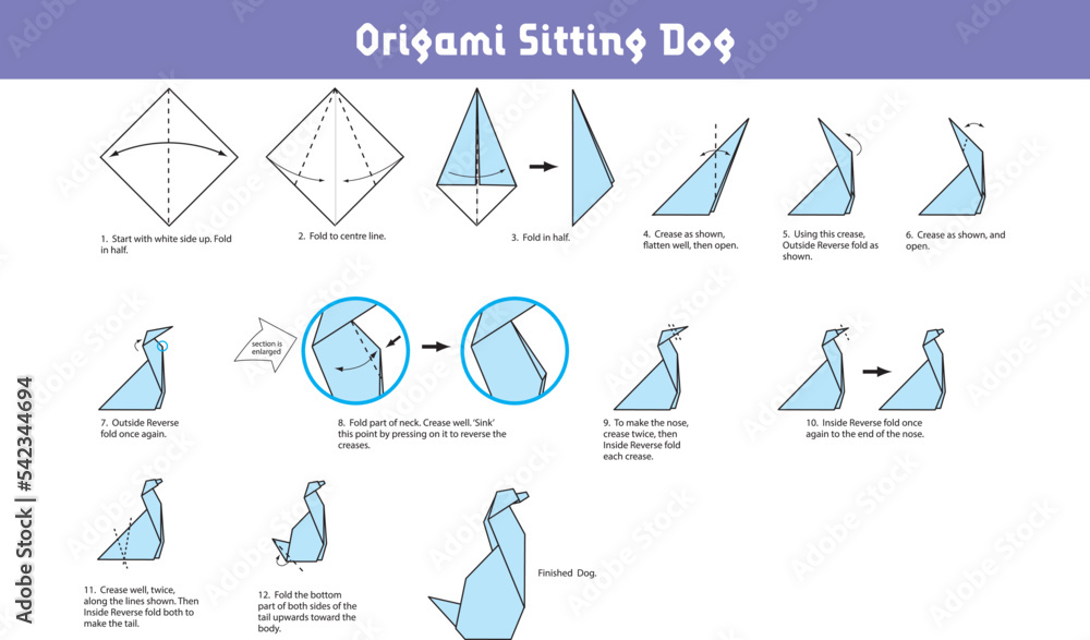 Step by step instructions how to make origami Stock Vector | Adobe Stock