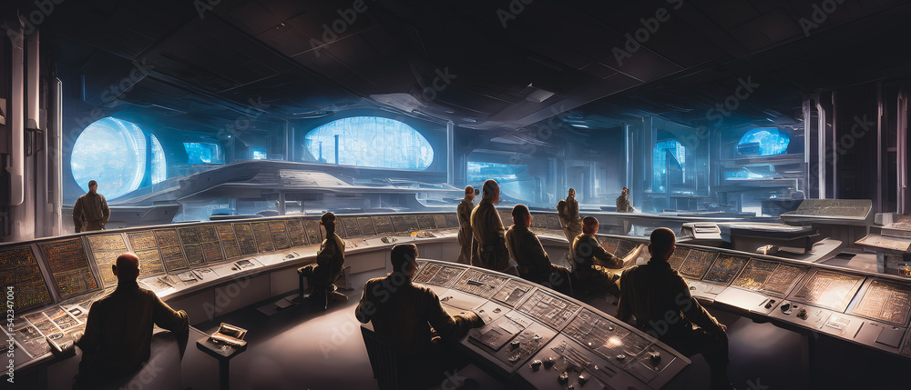 ภาพประกอบสต็อก Artistic concept illustration of a futuristic control ...