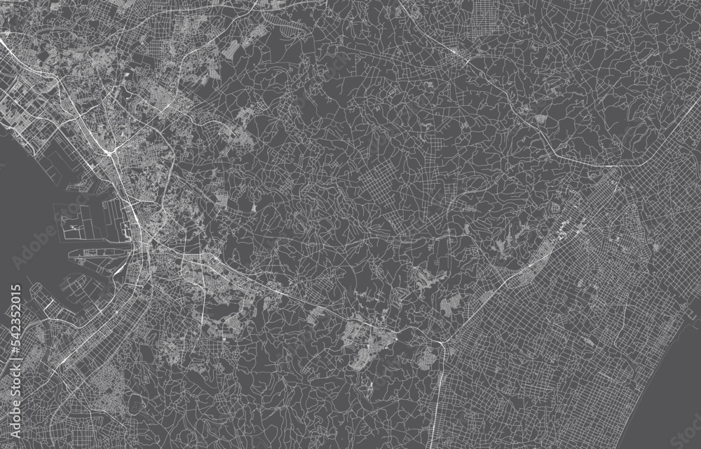 japan city map. vector illustration with black background, white ...