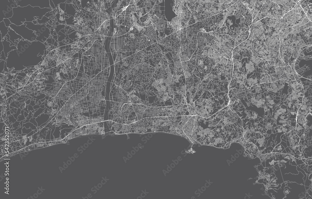 japan city map. vector illustration with black background, white ...