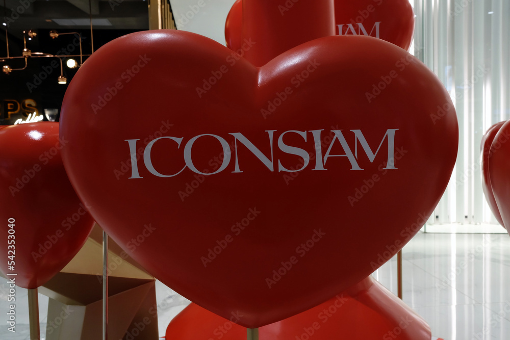 BANGKOK, THAILAND - FEBRUARY 12, 2021: Iconsiam sign on red balloon ...