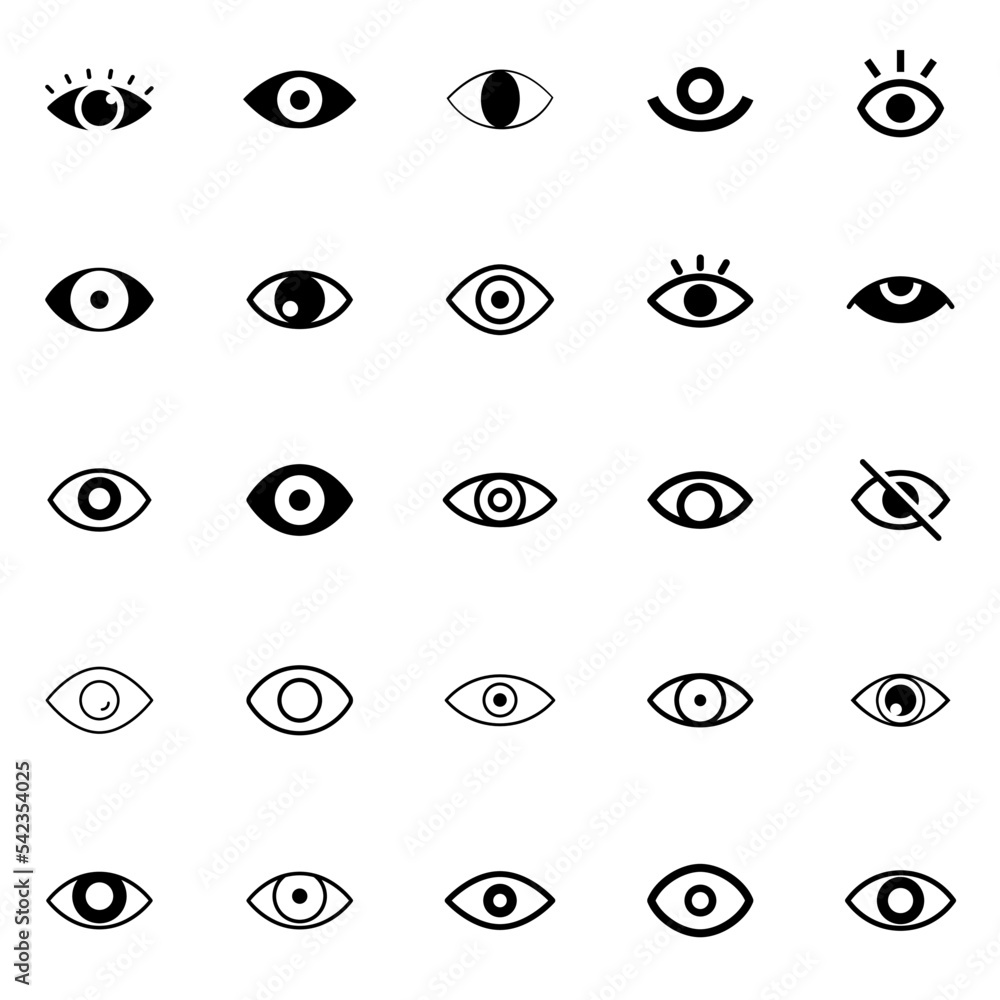 Outline eye icons. Open and closed eyes images, sleeping eye shapes ...