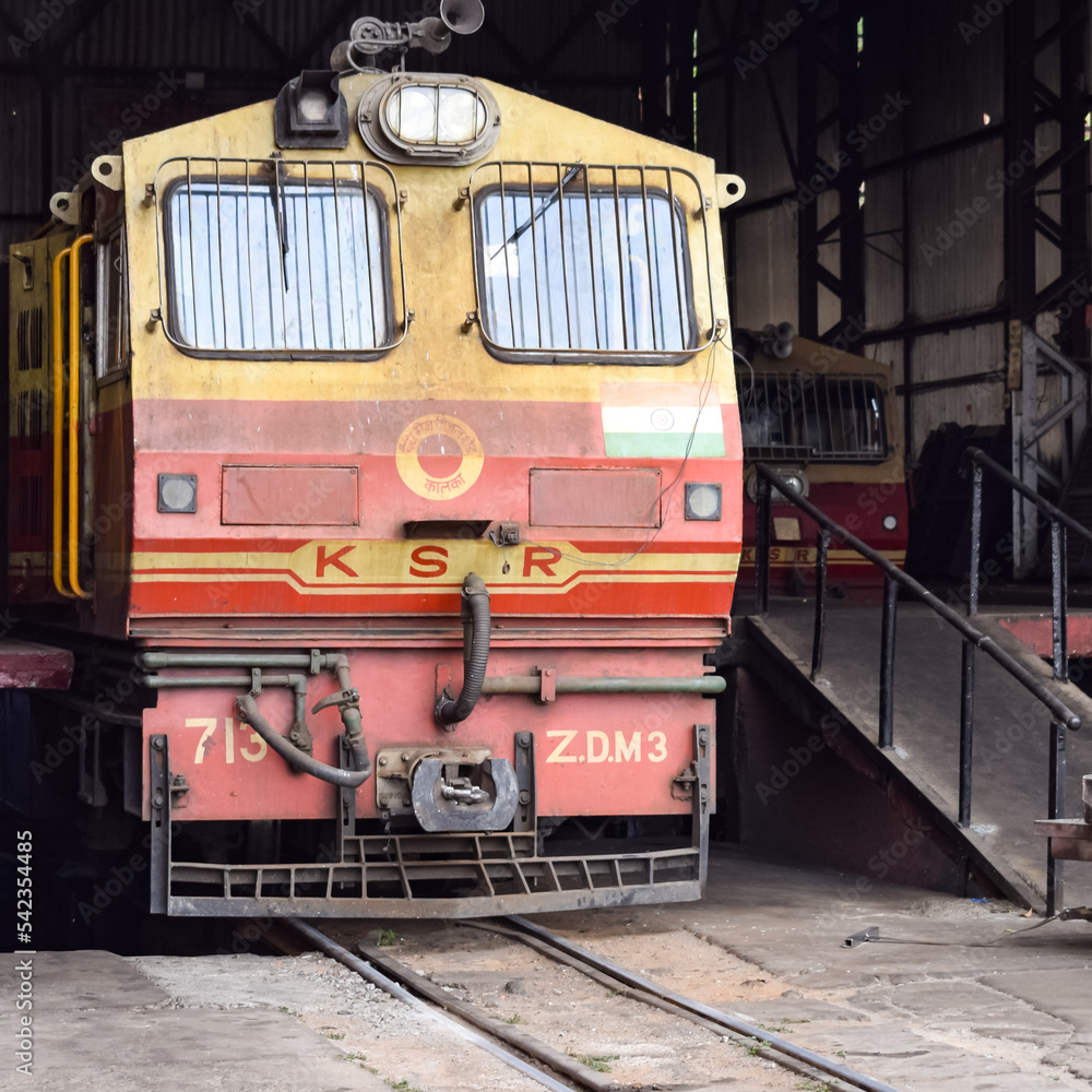 Kalka, Haryana, India May 14 2022 - Indian toy train diesel locomotive ...