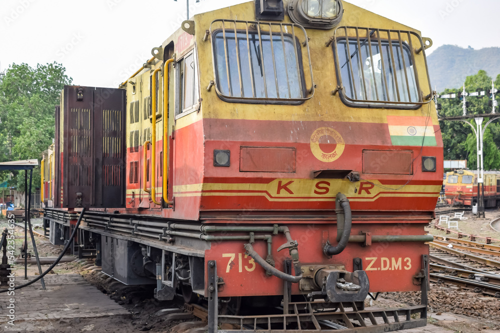 Kalka, Haryana, India May 14 2022 - Indian toy train diesel locomotive ...
