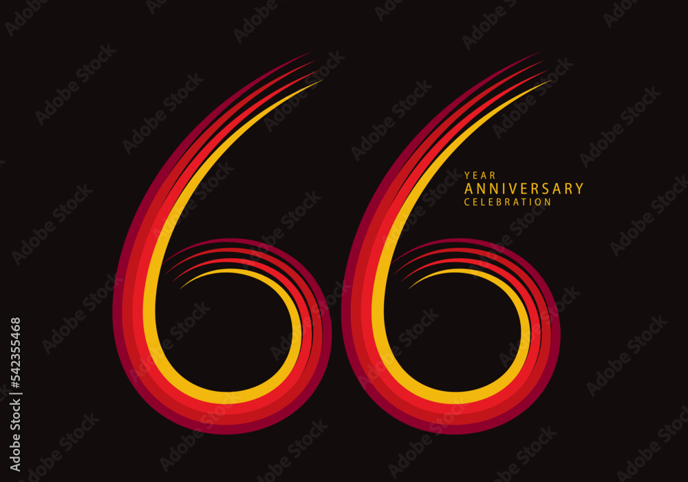 66 years anniversary celebration logotype red line vector, 66th ...