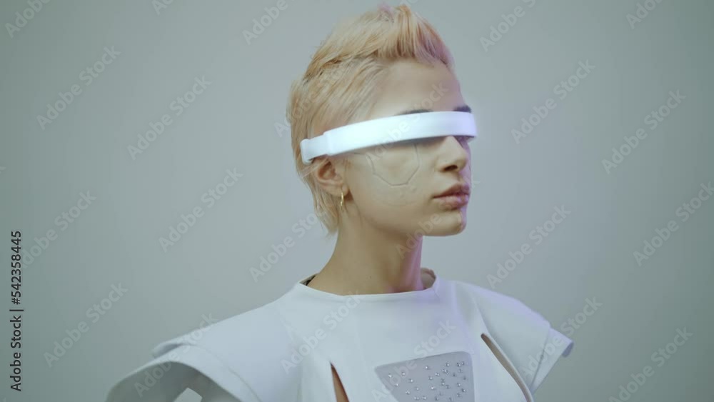 Representation of a bionic super human with advanced technology parts ...