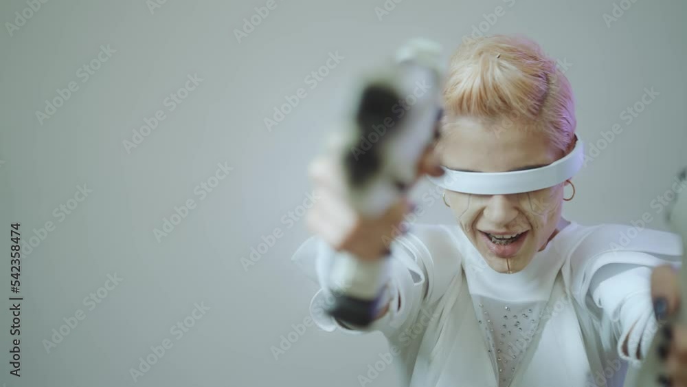 Representation of a bionic super human with advanced technology parts ...