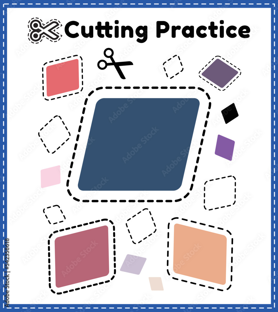 Cutting practice for kids. Education developing worksheet. Activity ...