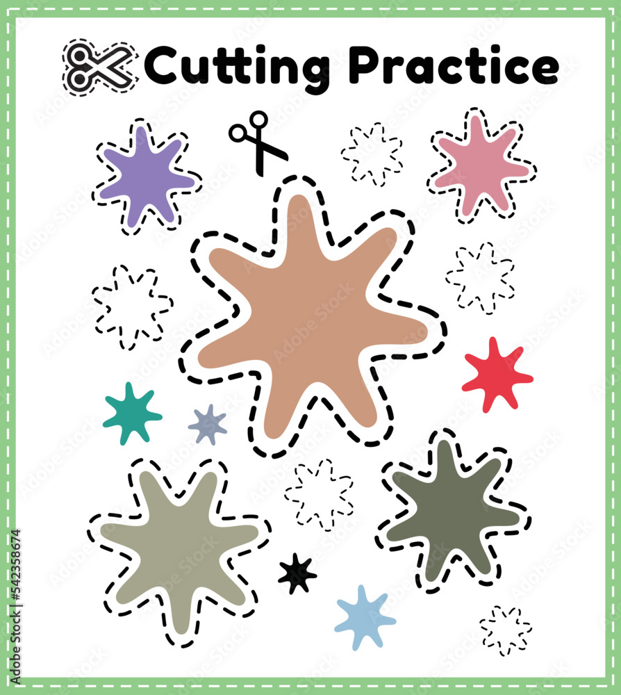 Cutting practice for kids. Education developing worksheet. Activity ...