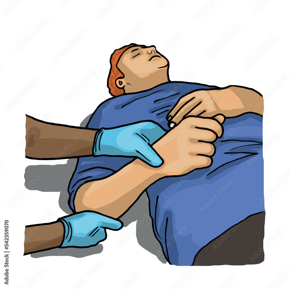 Vector illustration shows Recovery position (first aid). Stock Vector ...