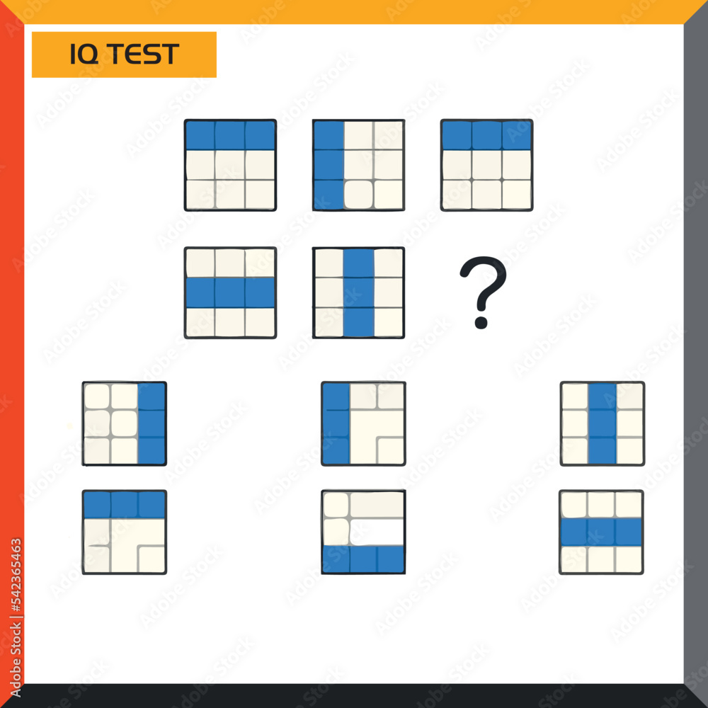 IQ test. Choose correct answer. Set of logical tasks composed of ...