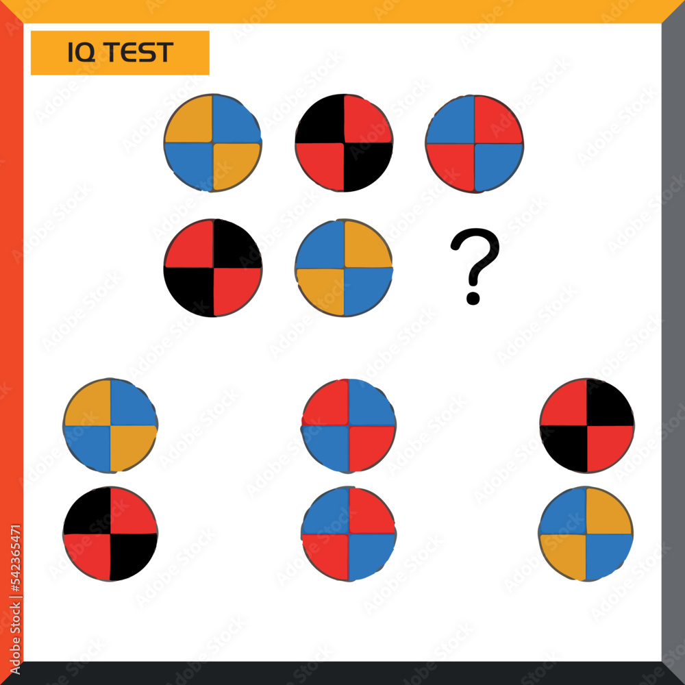 IQ test. Choose correct answer. Set of logical tasks composed of ...