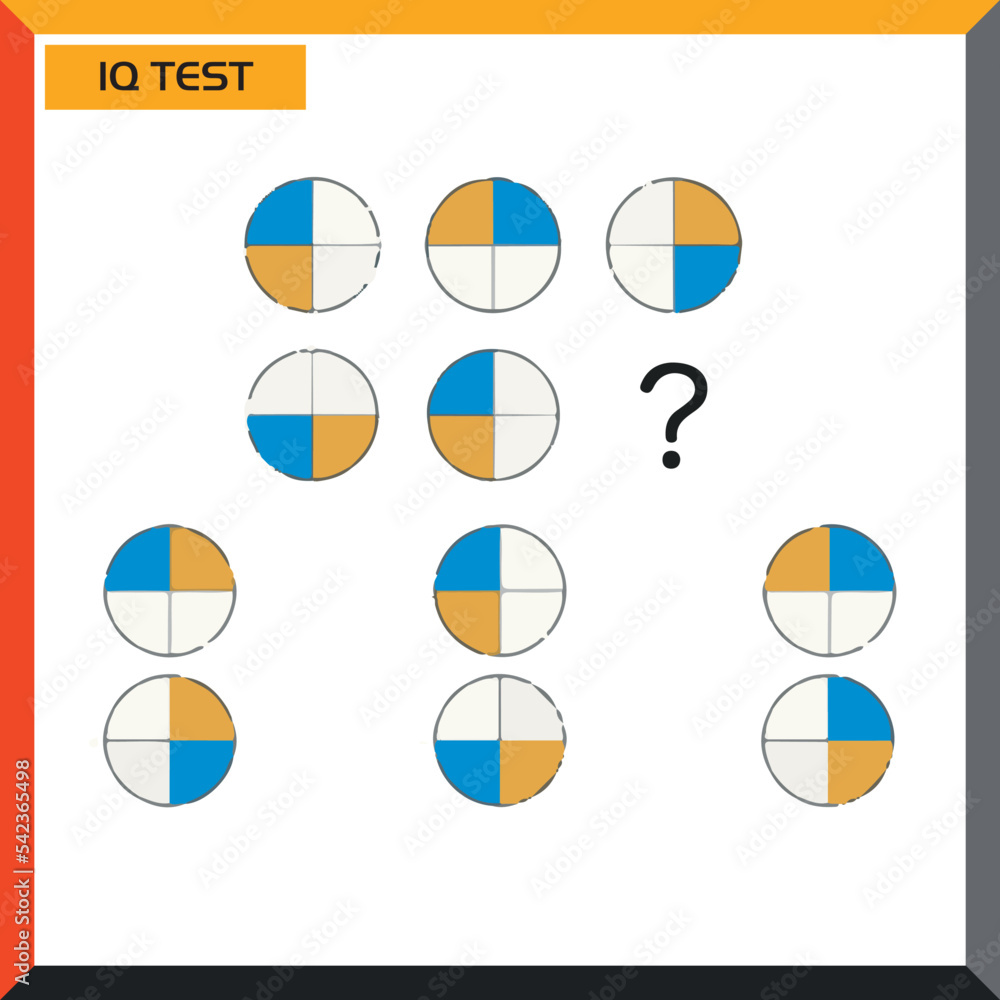 IQ test. Choose correct answer. Set of logical tasks composed of ...