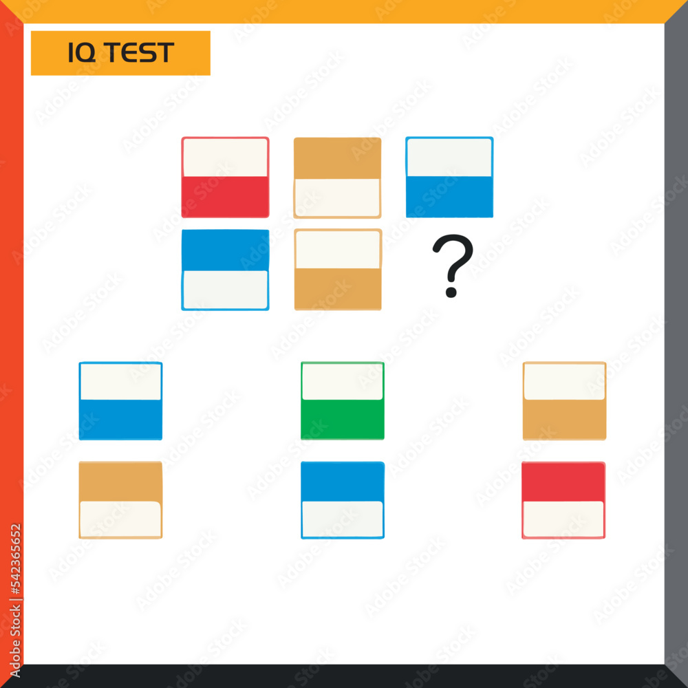 IQ test. Choose correct answer. Set of logical tasks composed of ...