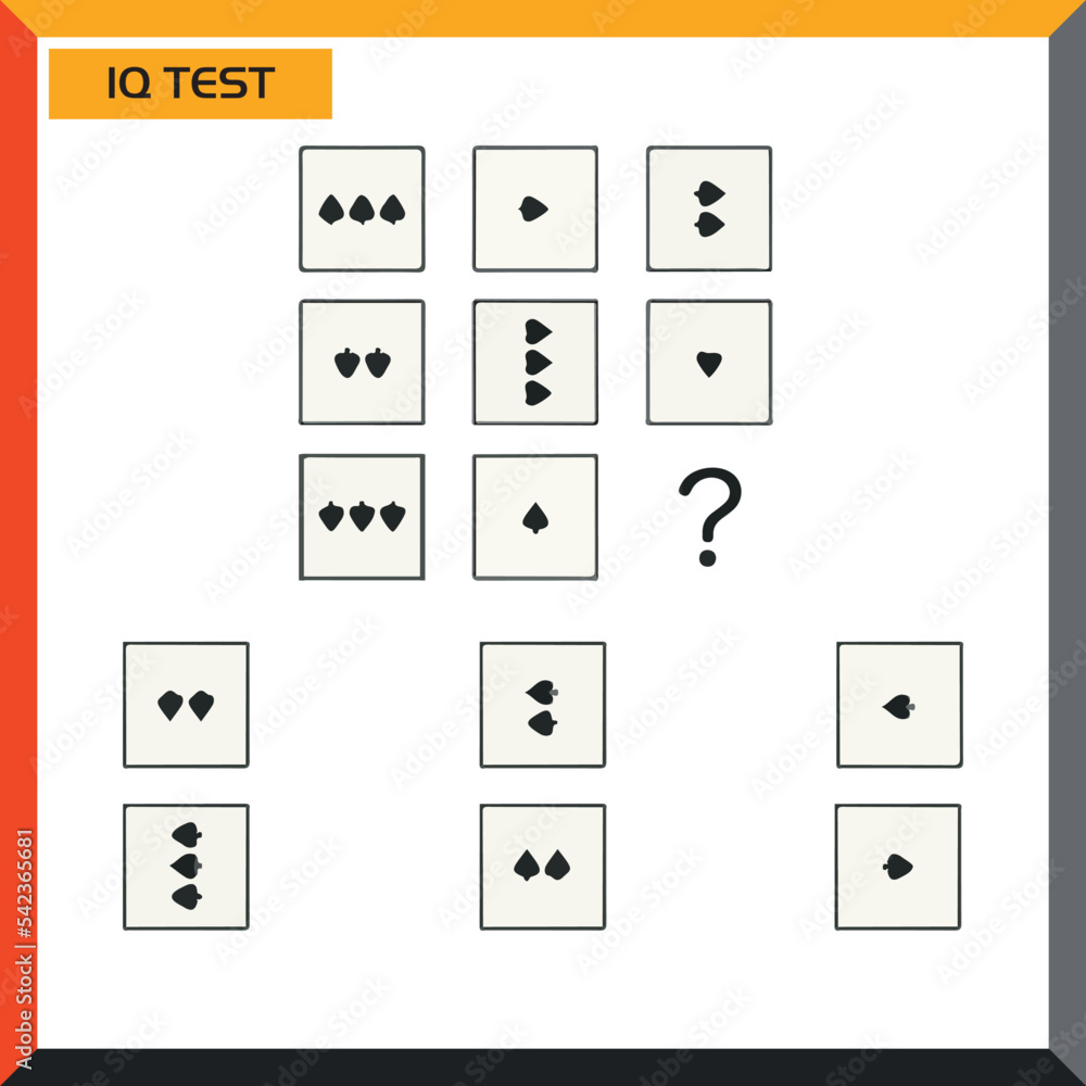 Vetor de IQ test. Choose correct answer. Set of logical tasks composed ...