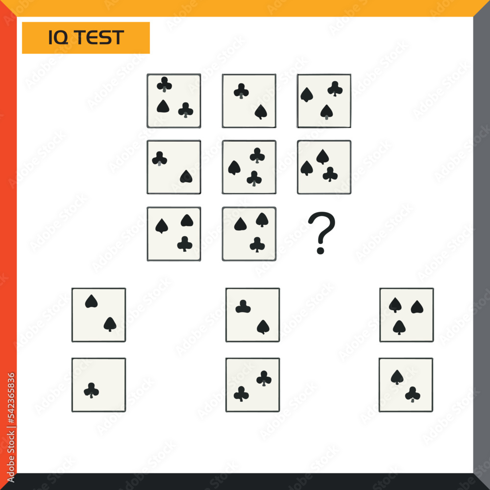 IQ test. Choose correct answer. Set of logical tasks composed of ...