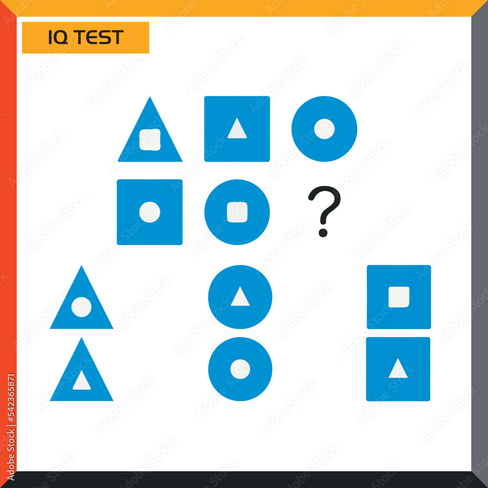 IQ test. Choose correct answer. Set of logical tasks composed of ...