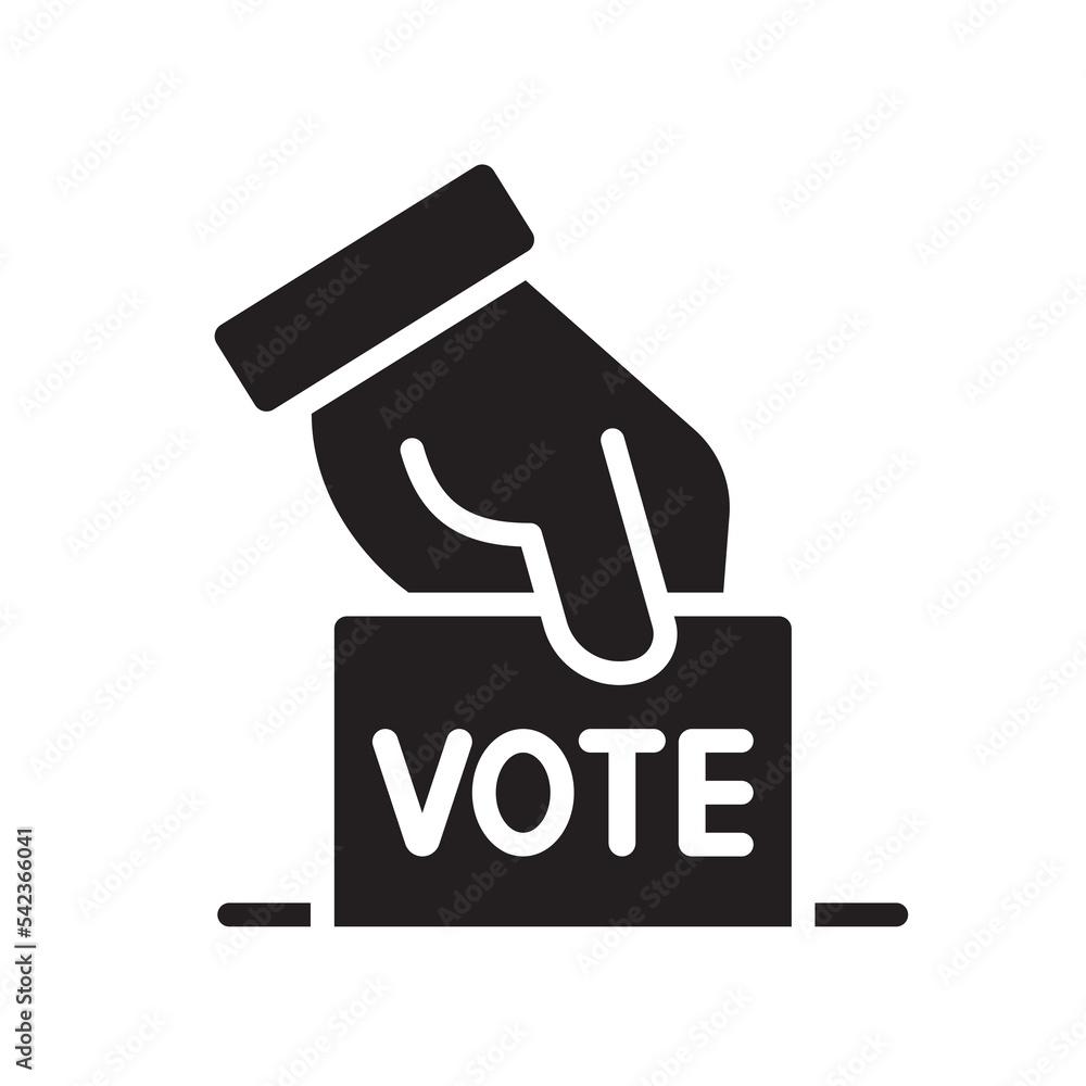 Hand voting ballot box icon, Election Vote concept, Silhouette design ...
