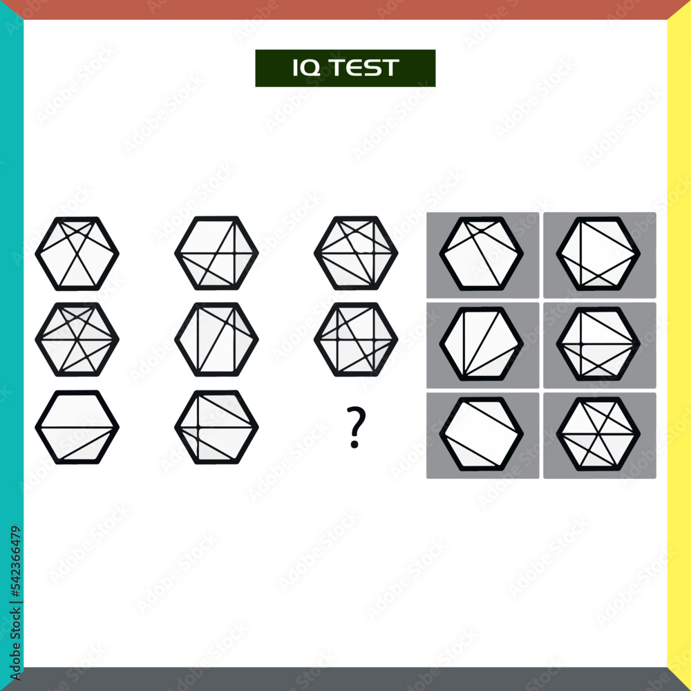 IQ test. Choose correct answer. Set of logical tasks composed of ...