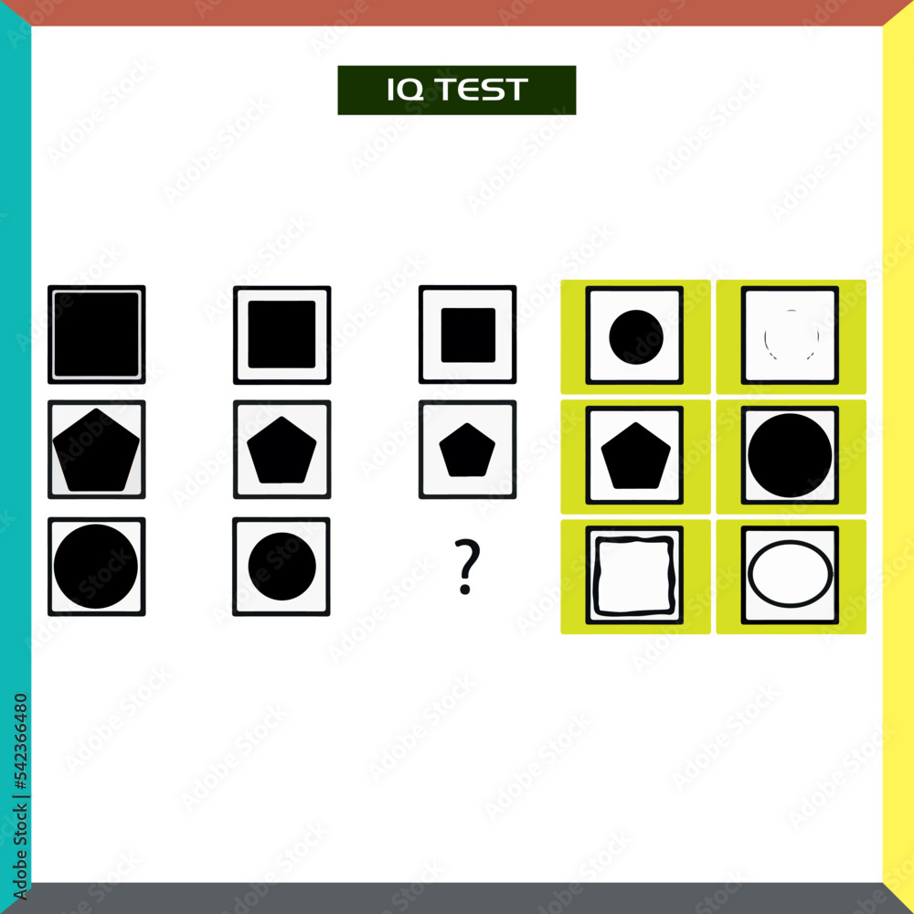 IQ test. Choose correct answer. Set of logical tasks composed of ...