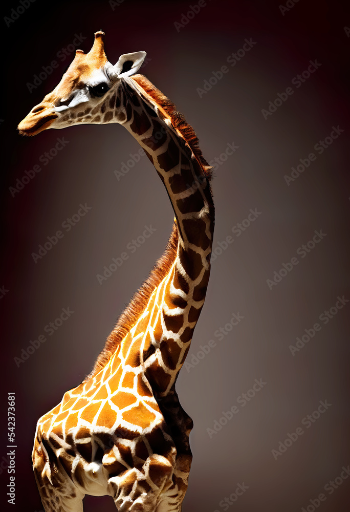 Picture of a giraffe standing in studio Stock Illustration | Adobe Stock