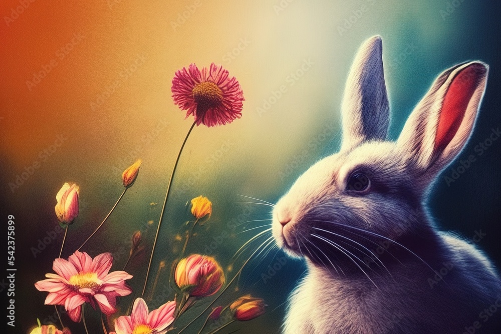 rabbit illustration bunny art digital artwork textured background ...