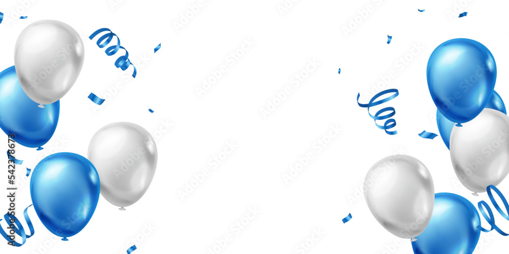 3d blue elegant design balloons for celebration party vector ...