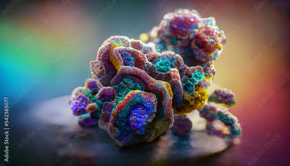 Imaginary picture of mRNA virus seen at microscope, with a realistic ...