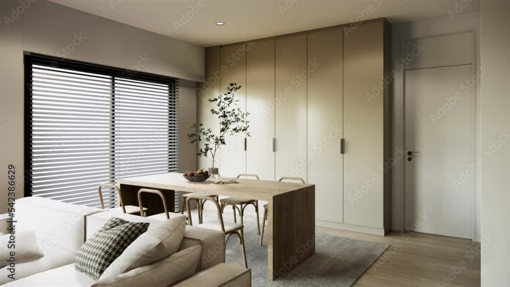3d rendering modern minimal style mockup room interior design earth ...