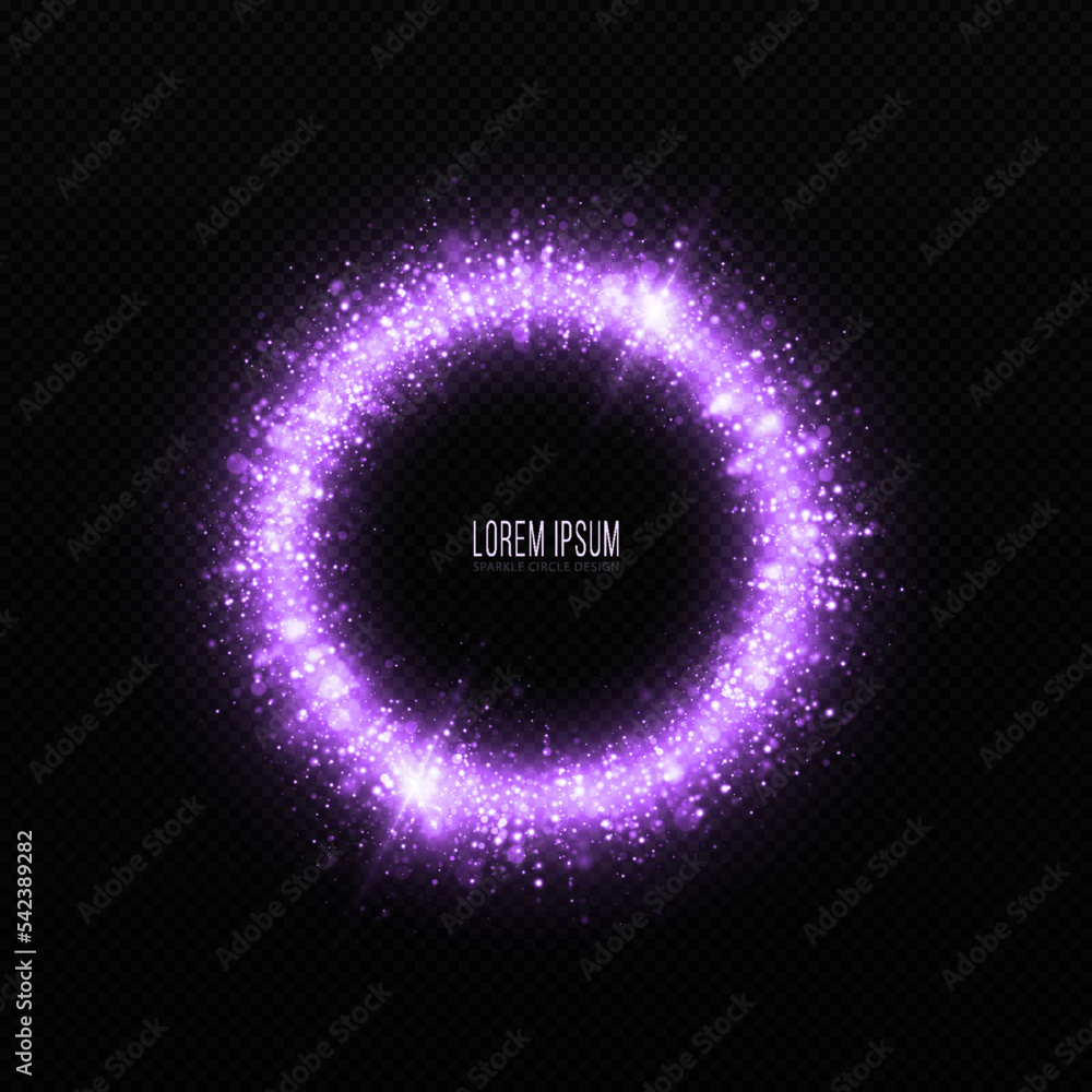 Glitter circle ring with glowing particles. Luxury shiny circle twinkle ...