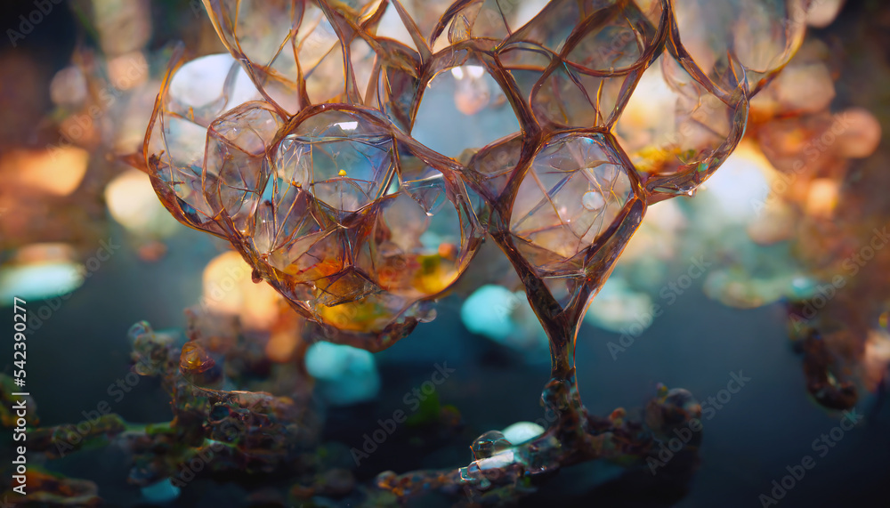 Imaginary picture of cell organelles seen at microscope, with a ...