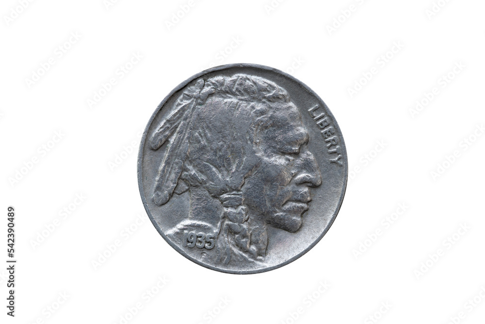 USA five cents Buffalo Indian Head nickel coin dated 1935 front ...