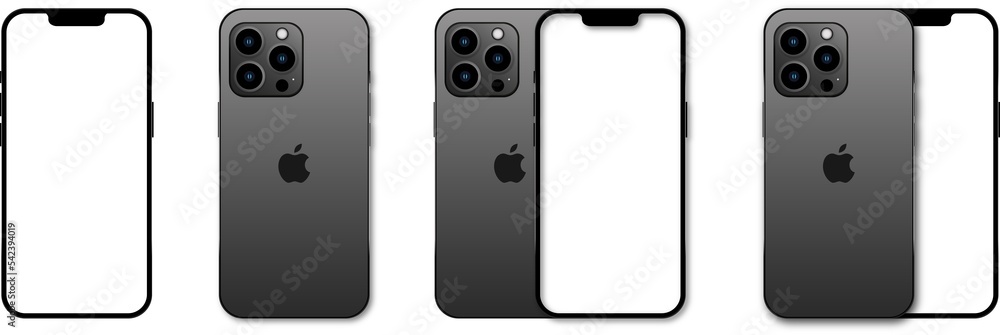 Realistic iPhone 12 pro. Models smartphone with transparent screens ...