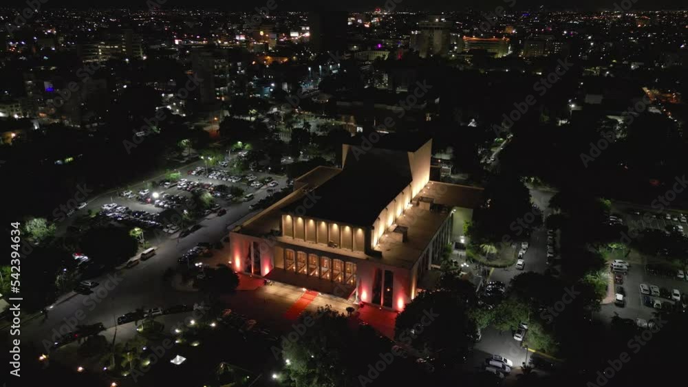 Illuminated Building Of Eduardo Brito National Theater At Night In ...