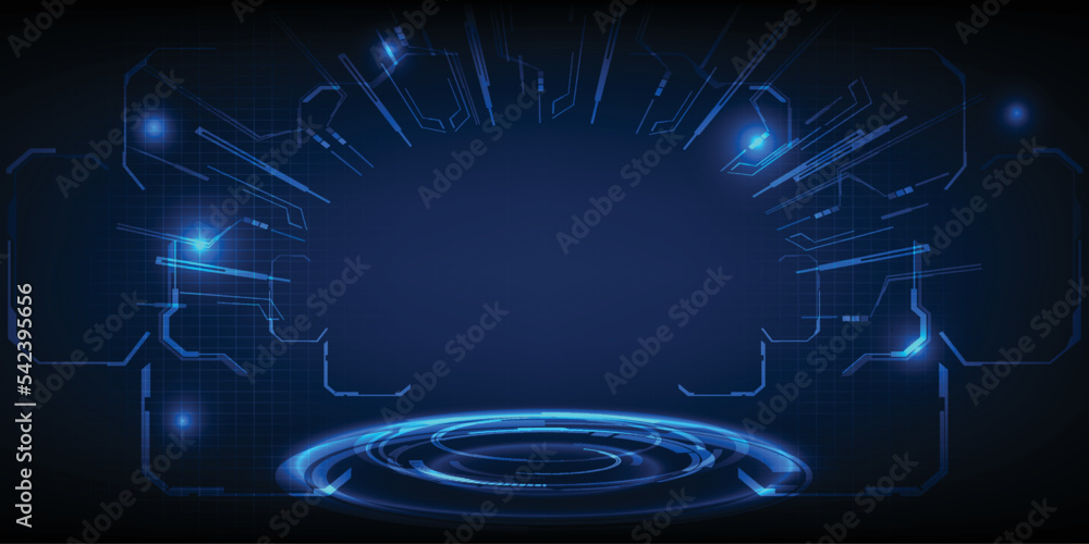 Abstract futuristic digital technology stage for hi tech advertising ...