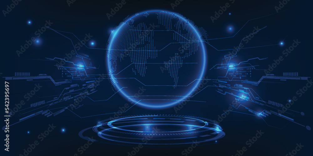 Vector illustrations of digital communication system wire connecting ...