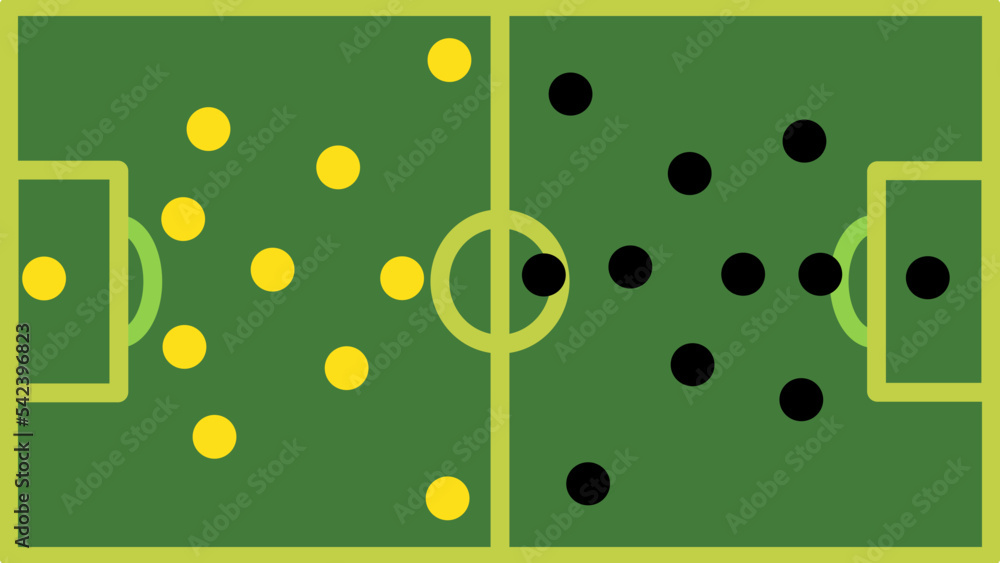 Tactical soccer football playing systems on white board graphic ...