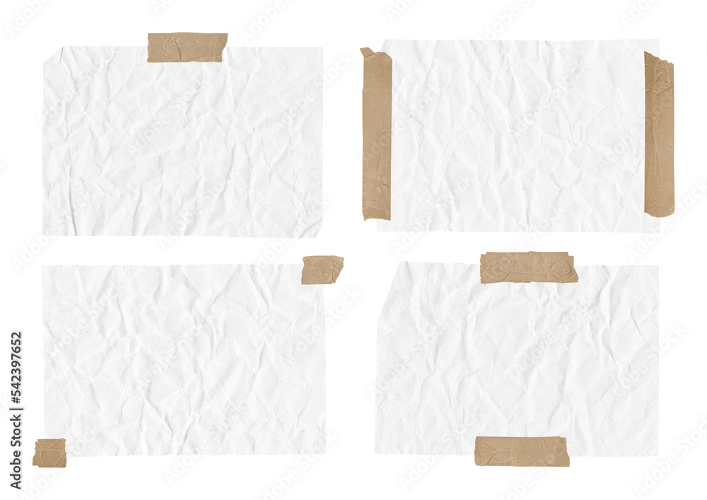 White ripped crumpled paper strips collection. Realistic paper scraps ...