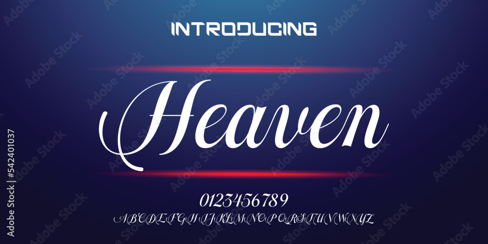 HEAVEN Signature Font Calligraphy Logotype Script Font Type Font lettering handwritten Stock 벡터 ...