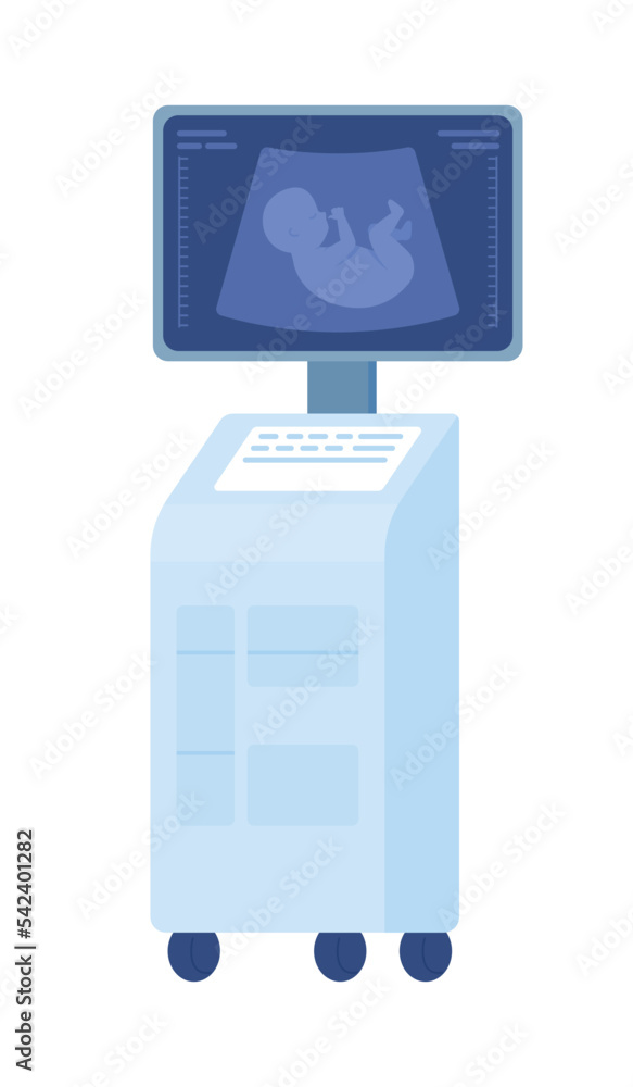 Ultrasound machine semi flat color vector object. Fetal sonography ...