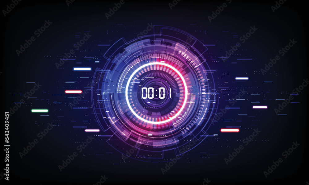 Abstract Futuristic Technology Background with Digital number timer ...