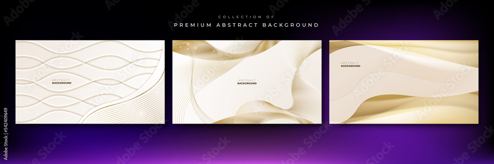 Elegant white background with elegant golden elements. Modern 3D ...