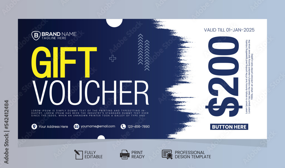 Vector Gift Voucher Design Template. Gift Voucher Template Promotion ...