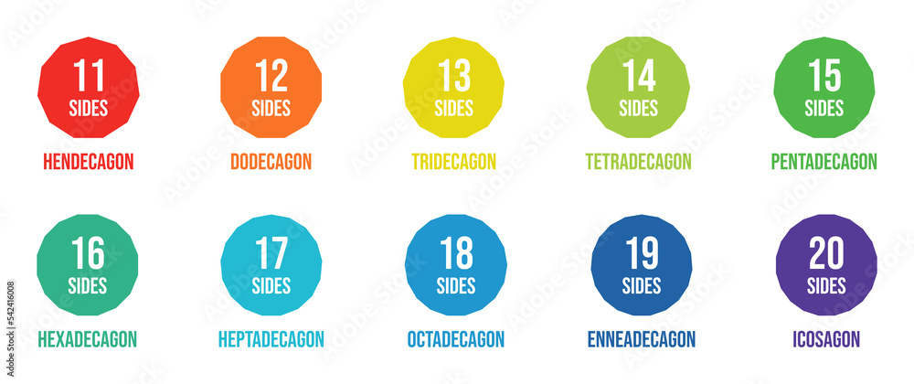 Vector illustration of regular polygons isolated on white background ...