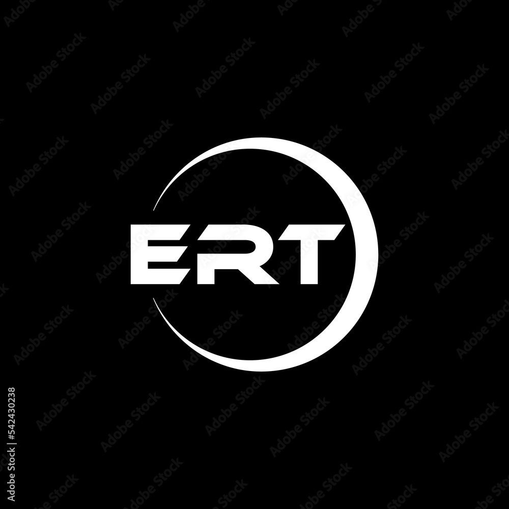 ERT letter logo design with black background in illustrator, cube logo ...