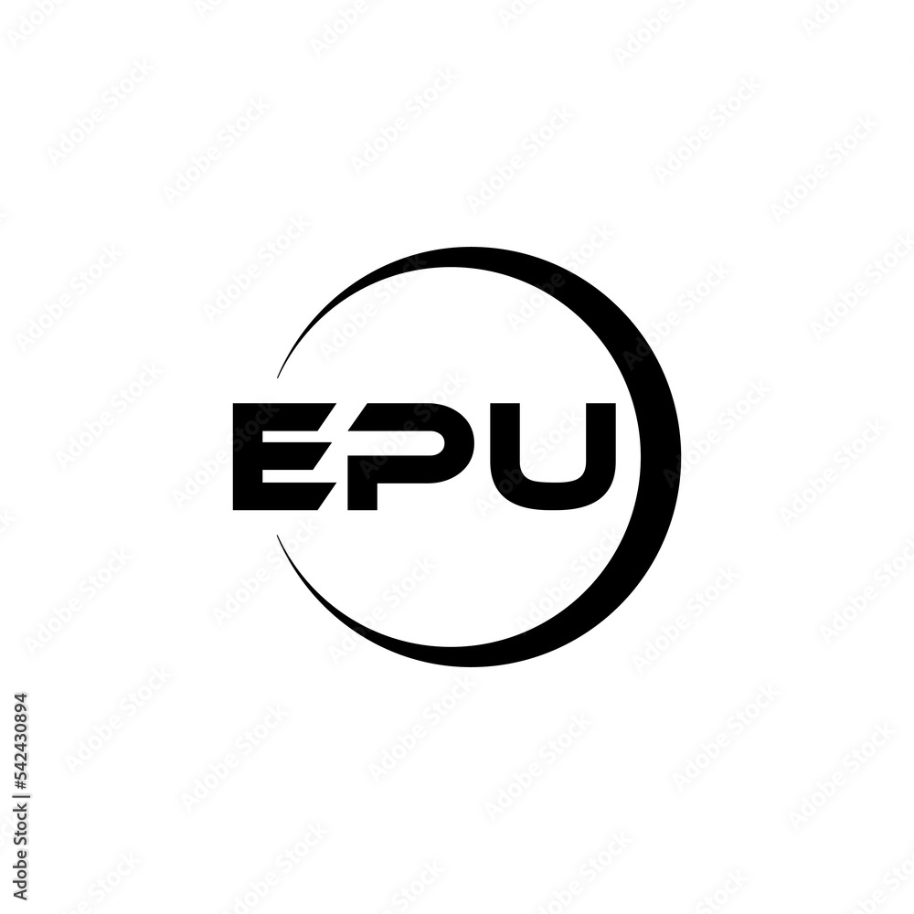 EPU letter logo design with white background in illustrator, cube logo ...